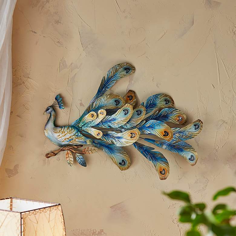 Eangee Peacock Seated 18" Wide Metal Peacock Wall Decor – Joanna Home Decor