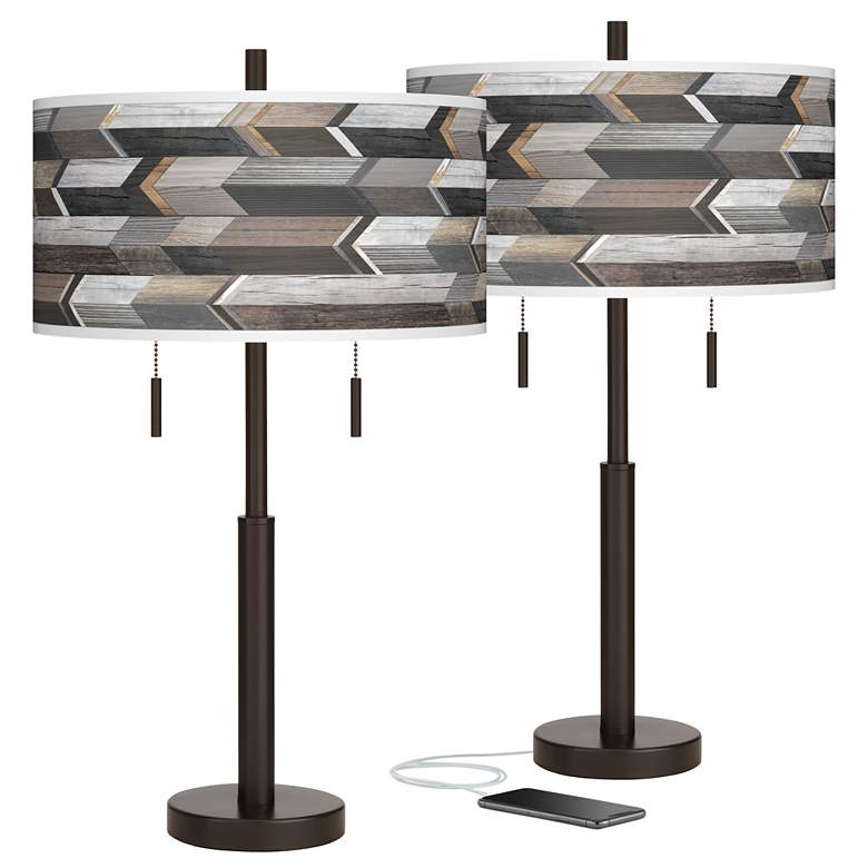 Woodwork Arrows Robbie Bronze USB Table Lamps Set of 2 – Joanna Home Decor