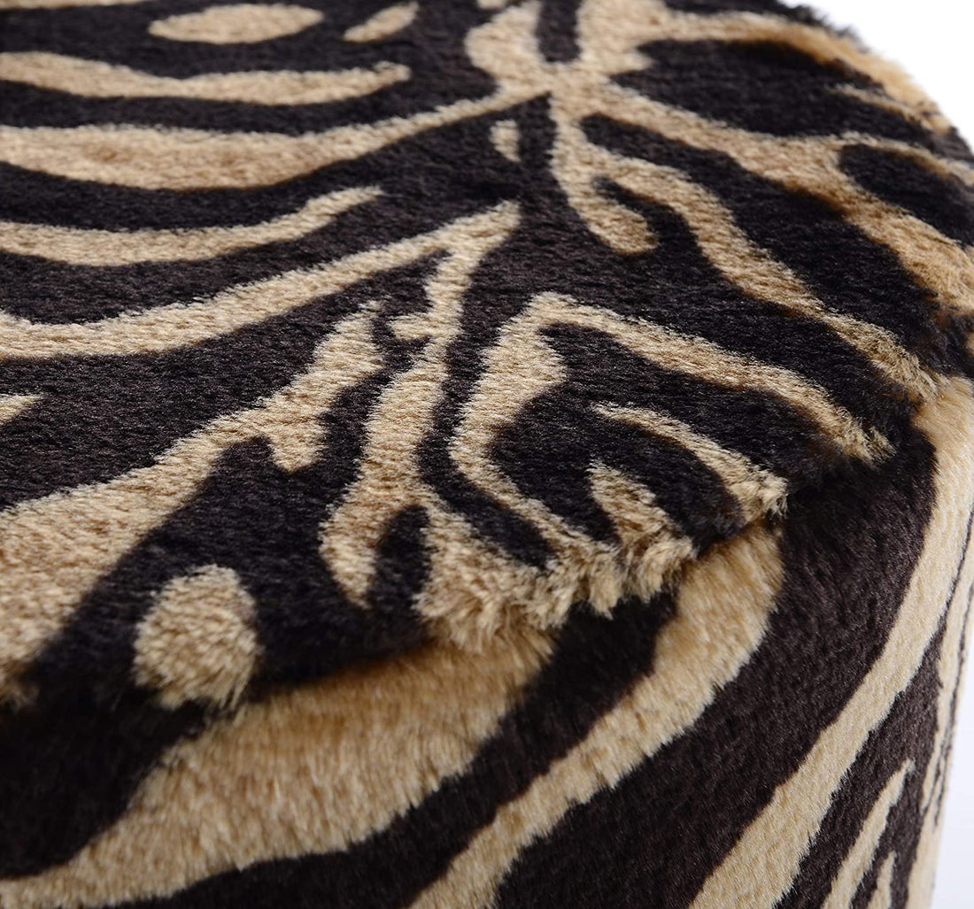 Collection Tiger Stripe Ottoman and Footstool 13" Round Decorative Fau ...