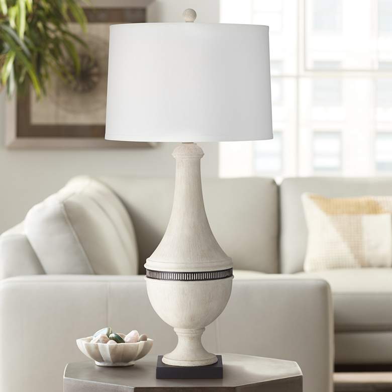 Homer Antique Whitewash Finish Urn Table Lamp – Joanna Home Decor