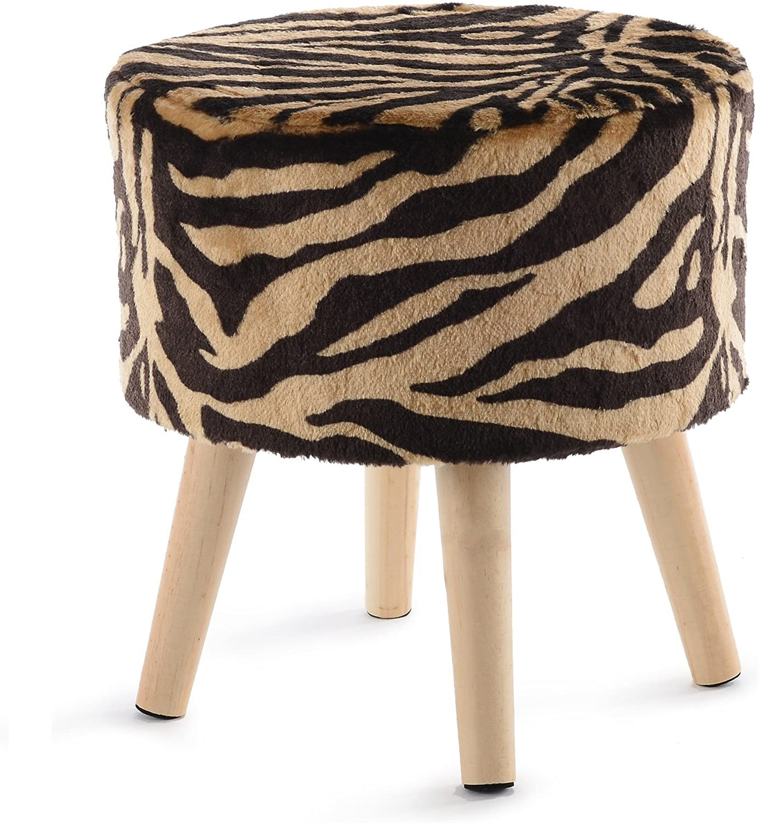 Collection Tiger Stripe Ottoman and Footstool 13" Round Decorative Fau ...