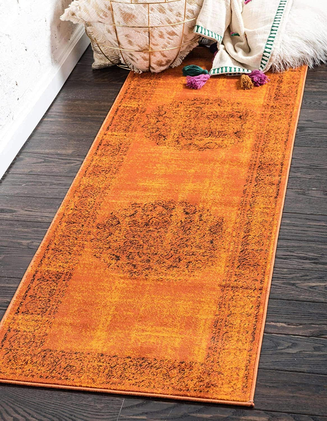 Modern Traditional Vintage Distressed Terracotta Soft Area Rug – Joanna ...