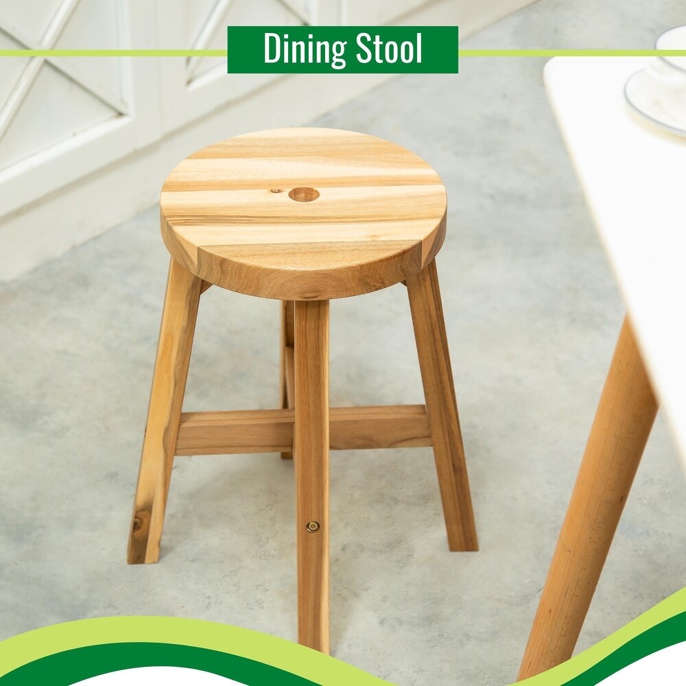 Acacia Wood Stool Round Top Chairs – Joanna Home Decor