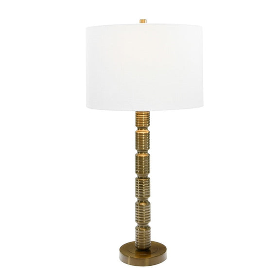 Faceted Metal Table Lamp with Stacked Column Design – Joanna Home Decor