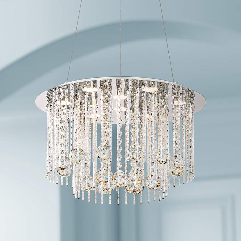 Boyne 17 3/4" Wide Chrome and Crystal LED Pendant Light – Joanna Home Decor