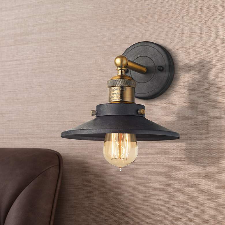 English Pub 8"H Brass and Tarnished Graphite Wall Sconce – Joanna Home ...