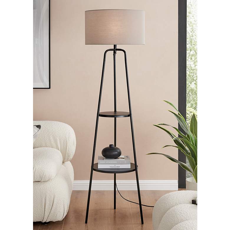 Lite Source Patterson Floor Lamp With Shelves – Joanna Home Decor