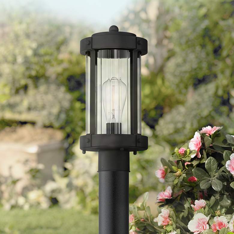 Stan 15" High Texture Black Outdoor Post Light – Joanna Home Decor